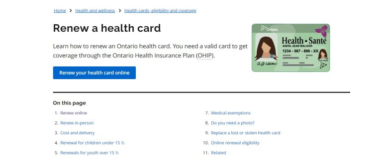 How to Renew Ontario Health Card: Via Service Ontario